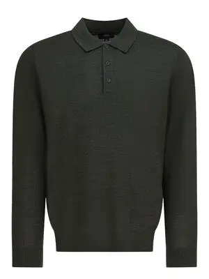 Vince Merino Wool Polo Shirt - Black