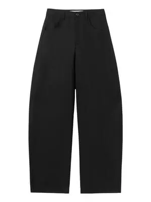 Séfr Curved Leg Trousers With Belt Loops - Black Wool