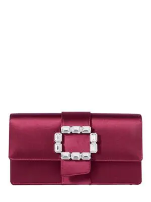 Manolo Blahnik Crystal-embellished Satin Clutch - Red
