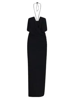 AMAZUIN Giselle Draped Maxi Dress - Black