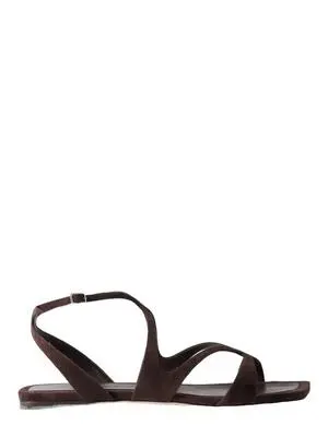 JIMMY CHOO Suede Square Toe Sandals - Black