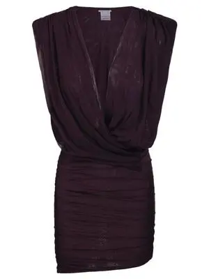AMAZUIN Candice Sheer Draped Mini Dress - Black