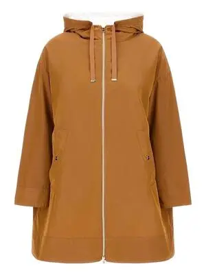 Herno Hooded Coat - Light Camel/white