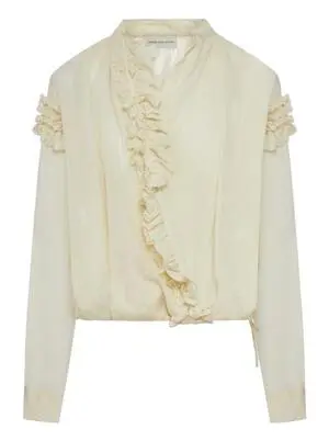 Dries Van Noten Long Sleeve Ruffle Shirt - Ivory