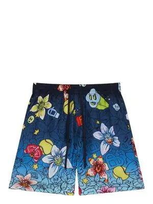 Casablanca Graphic Print Silk Drawstring Shorts - Color