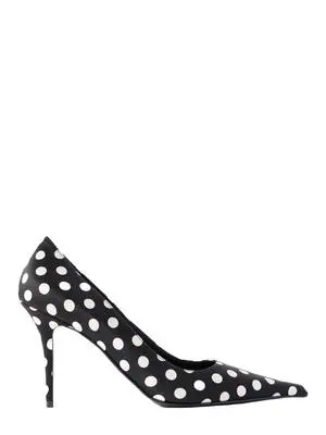 AMINA MUADDI Amina Muaddi Polka-Dot Satin Stiletto Pumps