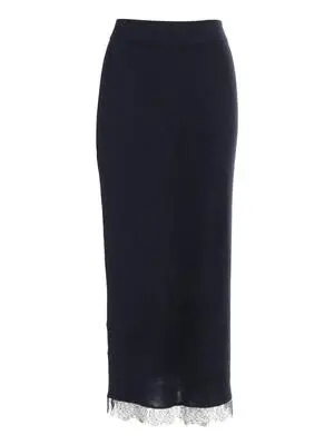Arch4 Lace Trim Knitted Skirt - Black