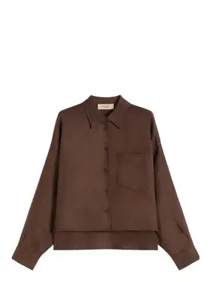 Max Mara Chest-pocket Linen Shirt Jacket - Chocolate-colored