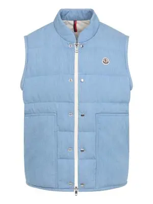 Moncler Logo Patch Padded Gilet - Light Blue