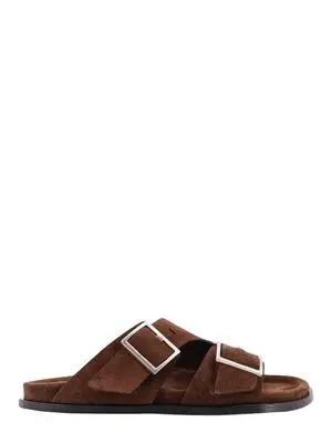 ALOHAS Double Buckle Flat Sandals - Brown