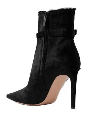 GIANVITO ROSSI Buckled Calf Hair Ankle Boots - Black