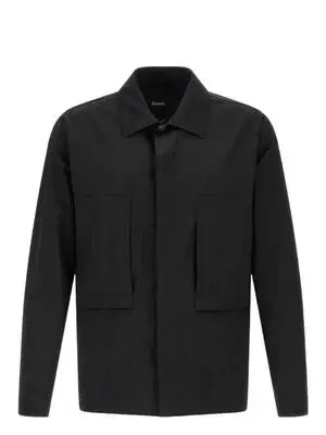 Herno Crinkled Dobby Shacket Jacket - Black