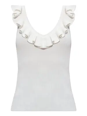 Zimmermann Sleeveless Ruffled Top - White