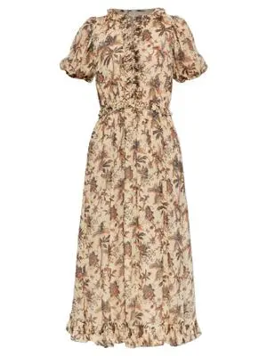 Ulla Johnson Rosamunde Floral Midi Dress - Nude