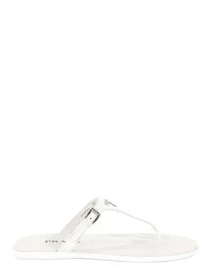 Prada Logo Flat Sandals - White