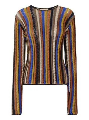 Ulla Johnson Ardith Striped Textured-knit Sweater - Brown