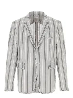 Thom Browne Madras Repp Stripe Sportcoat - Medium Gray