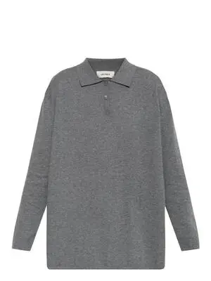 LISA YANG Buttoned Lapel Collar Polo Knitwear - Deep Cloud