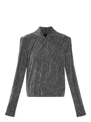 IRO PARIS Long Sleeve High Collar Top - Black