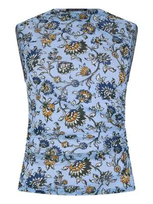 VERONICA BEARD Veronica Beard Sleeveless Floral Ruched Top