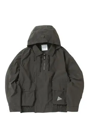 AND WANDER Layered Cargo Jacket With Drawstring Hood - Black