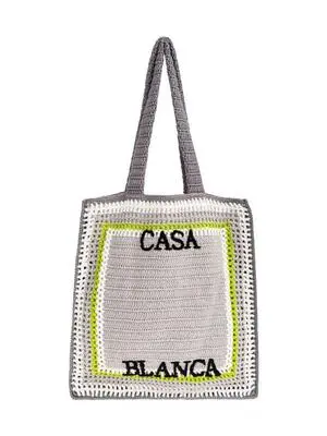 Casablanca Logo Crochet Tote Bag - Grey