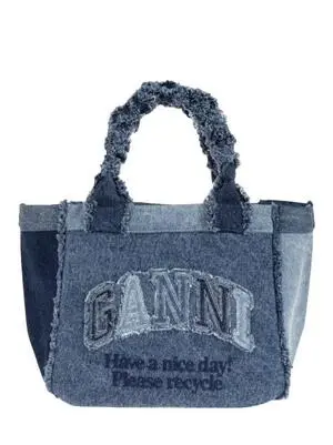 GANNI Paneled Tote Bag With Distressed Details - Blue