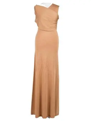 TWINSET Draped One-shoulder Knitted Maxi Dress - Nude