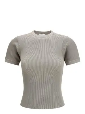 RIER Short-sleeved Ribbed T-shirt - Gray