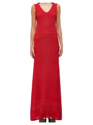 BLUGIRL Crochet-knit V-neck Maxi Dress - Red