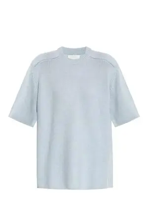 LISA YANG Short-sleeve Ribbed Knit T-shirt - Light Blue
