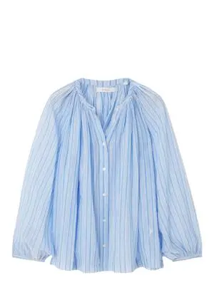 DÔEN DOEN Striped Organic Cotton-Voile Blouse With Voluminous Sleeves