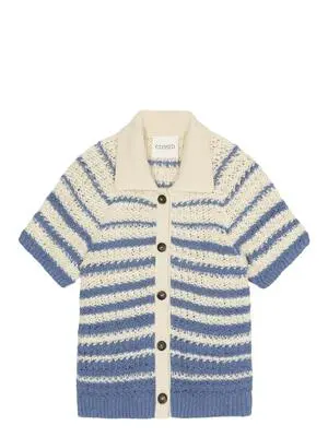 Closed Striped Knit Polo Cardigan - No