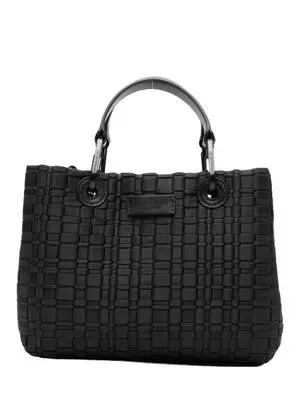 Emporio Armani Logo Patch Woven Tote Bag - Black