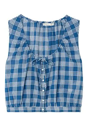 DÔEN Theo Cropped Checked Organic Cotton Top - No