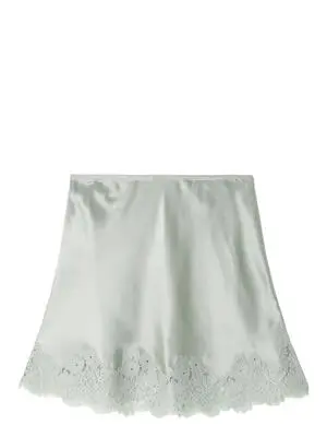 DÔEN Giulietta Mini Skirt In Silk-charmeuse With Lace Trim - Gray