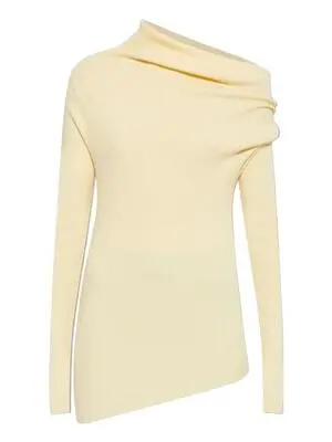 LISA YANG Draped Roll-neck Knitted Top - Limone