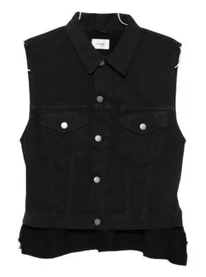 HAIKURE Ryder Frayed Denim Vest - Black