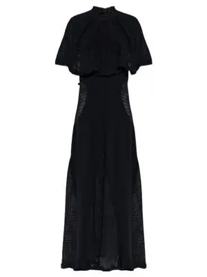 LANVIN Open Back Cape Overlay Dress - Black