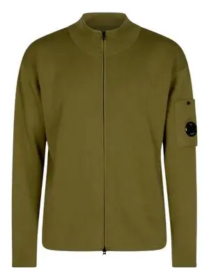 C.P. COMPANY Sleeve Lens Zip Knitted Sweater - Green