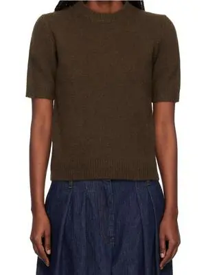 Arch4 Short-sleeved Ribbed Knit Crewneck Sweater - Black