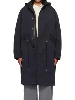 Studio Nicholson Water-repellent Nylon Taffeta Coat With Detachable Hood - Black