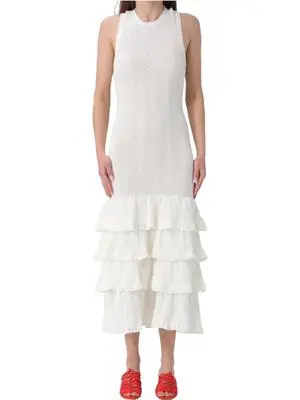 TWINSET Ruffled Midi Dress - White