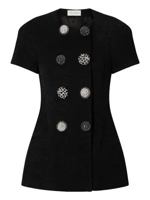 Dries Van Noten Embellished Double-breasted Floral Jacquard Jacket - Black