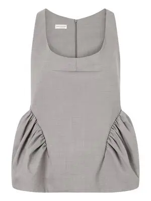Dries Van Noten Crepe Peplum Top - Gray