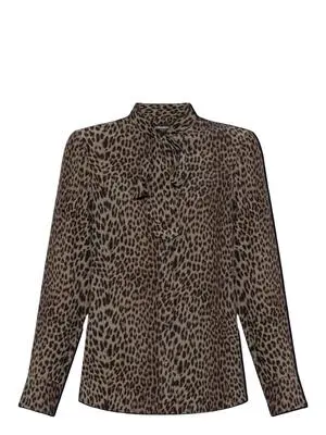 Zadig&Voltaire Leopard-print Tie-neck Blouse - Black