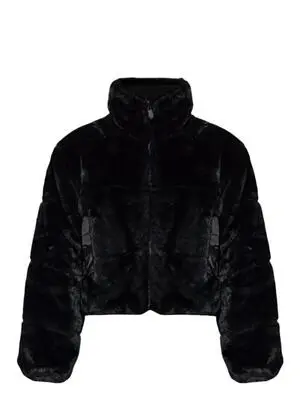 SAVE THE DUCK Yuki High Neck Faux Fur Jacket - Black
