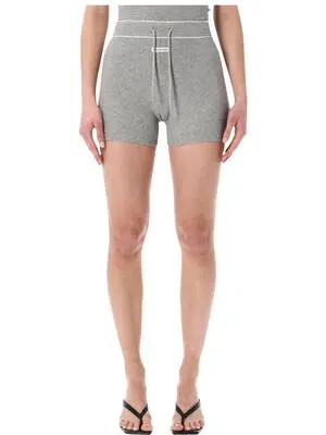 MARINE SERRE Ribbed Jersey Drawstring Mini Shorts - Grey