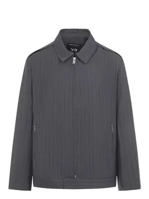 Y3 Zip-up Blouson Jacket With Pinstripe Pattern - Black