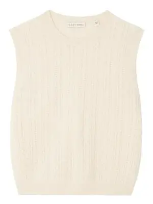 DÔEN Cable-knit Cashmere Vest With Scalloped Edges - White